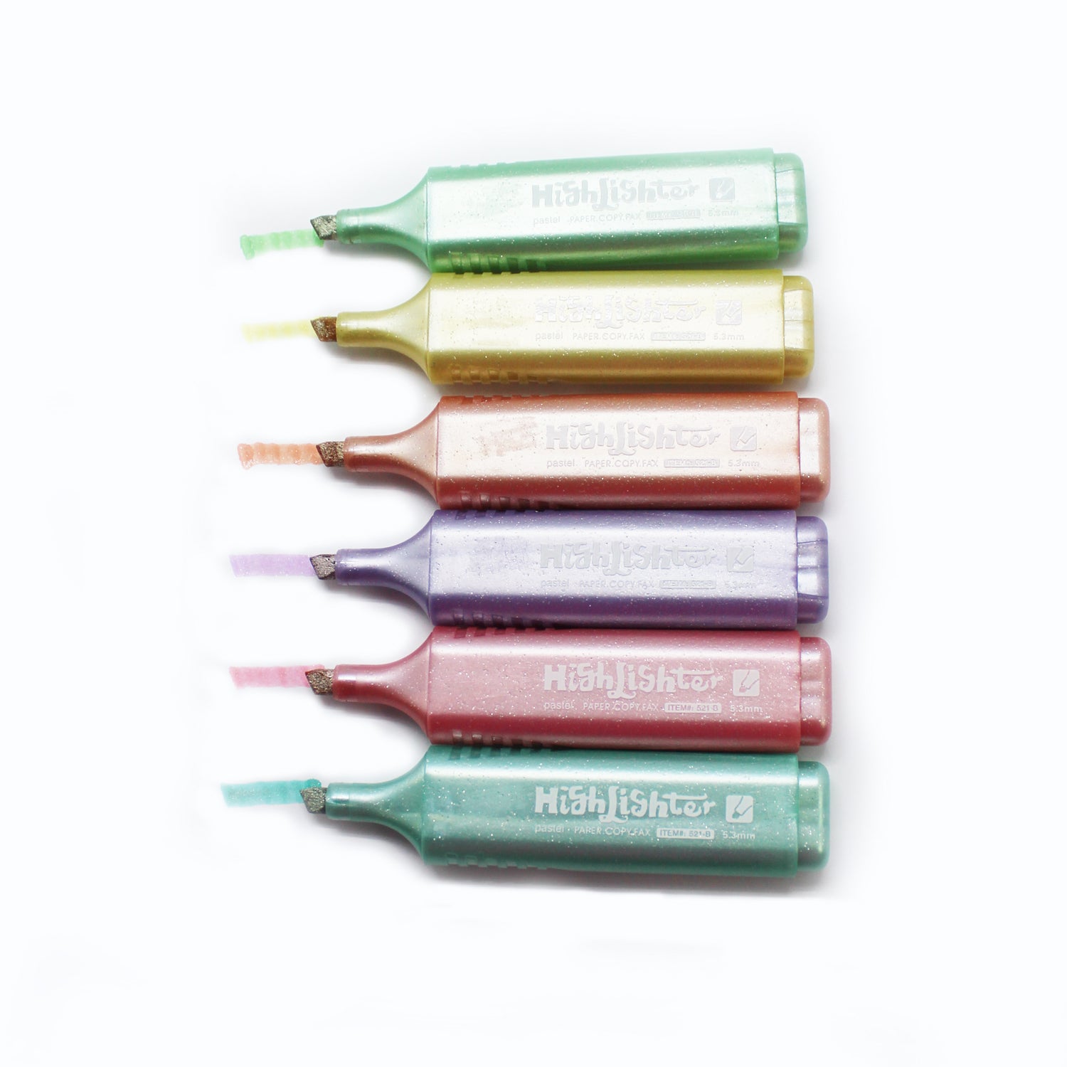 Flat Glitter Highlighter, Pack of 6 – Bensia